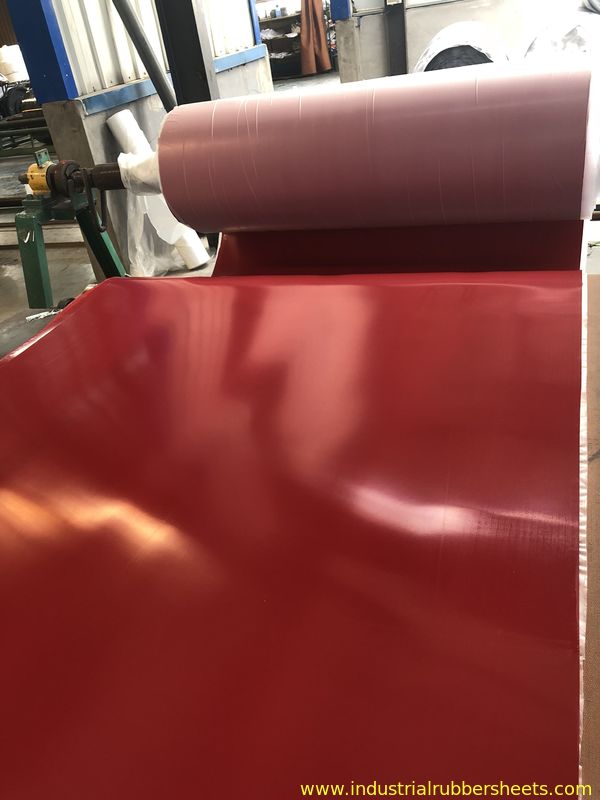 Smooth / Impression Fabric Industrial Rubber Sheet Red Color With ...